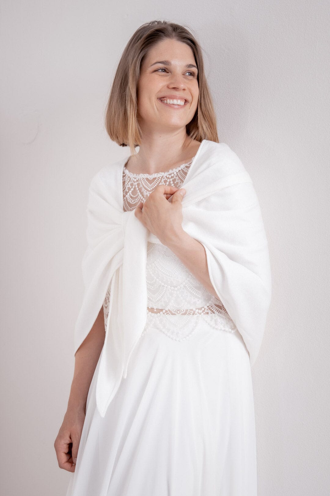 Long Mohair Mix Bridal Stole in Ivory – noni